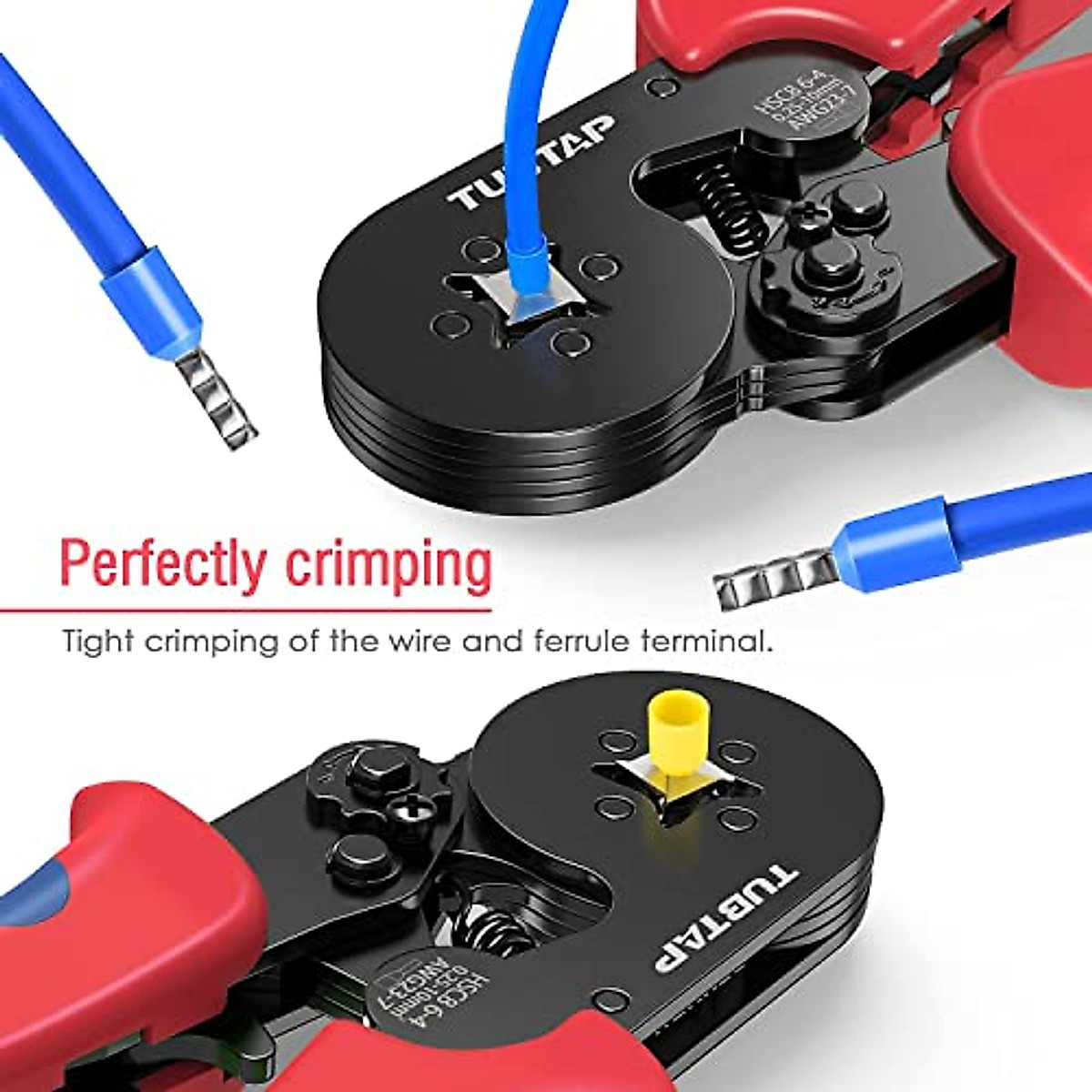 TUBTAP Ferrule Crimping Tool Kit - with 1200PCS Wire Ferrules - Terminal Crimper for Electricians [AWG 23-7]- Wire Ferrule Kit for Wire-End Ferrules, 0.25-10 mm²