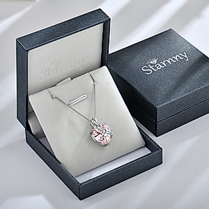 STARNNY Infinity Butterfly Birthstone Necklace for Women Sterling Silver Heart Necklace Jewelry for Women Tourmaline