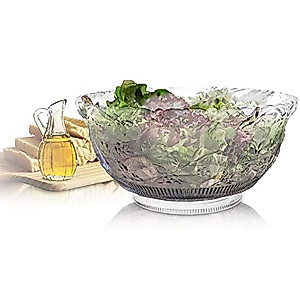 Premium Large Clear Punch Bowl Plastic Lightweight 2 Gallon with Clear Plastic Serving Ladle 5 oz Embroidered Design 8 Quart Serving Bowl