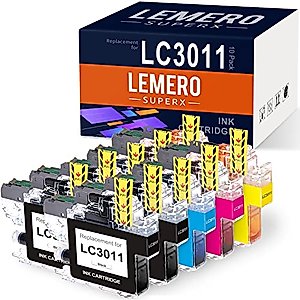 LemeroSuperx Compatible Ink Cartridge Replacement for Brother LC3011 LC 3011 Work for MFC-J895DW MFC-J491DW MFC-J497DW MFC-J690DW (4 Black, 2 Cyan, 2 Yellow, 2 Magenta, 10 Pack)