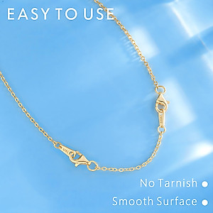 VANBARIS Necklace Extenders Gold Chain Extenders for Necklaces Extensions Sterling Silver Bracelet Extender Gold Necklace Extenders for Women 3 Piece Set, 1 2 3 Inch