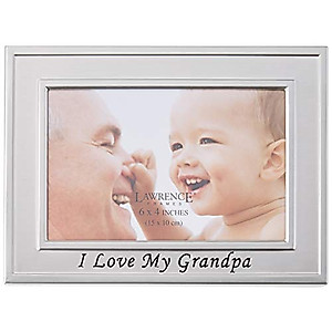Lawrence Frames Sentiments Collection, Brushed Metal 4 by 6 I Love My Grandpa Picture Frame,Silver