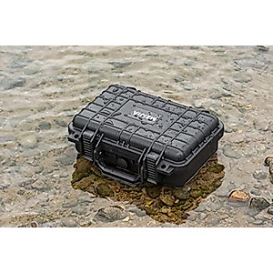 MEIJIA Portable All Weather IP67 Waterproof Protective Hard Case, Small Camera Case,Dry Case with Customizable Foam,Fit Use of Drones, Camera,Equipments, 11.65 ”x8.35”x3.78”(Elegant Black)