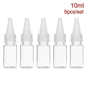 5PCS Empty Dropper Bottles Squeeze Bottles, Sharp-mouth Container with Twist Top Cap Clear Refillable Bottles, for Oil Paint Liquid Glue(10ml)