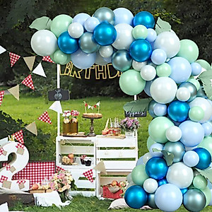 Balloon Garland Kit Green Blue White Balloons Ocean Balloon Arch Kit Under the Sea Party Decorations for Kids Baby Shower Birthday Shark Whale Theme Party