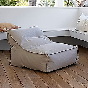 Designer Bean Bag Single Sofa Cover [UNFILLED] - Washed Canvas - Boss Beanbag Chair (Natural Beige) - Mooi Living Beanbags