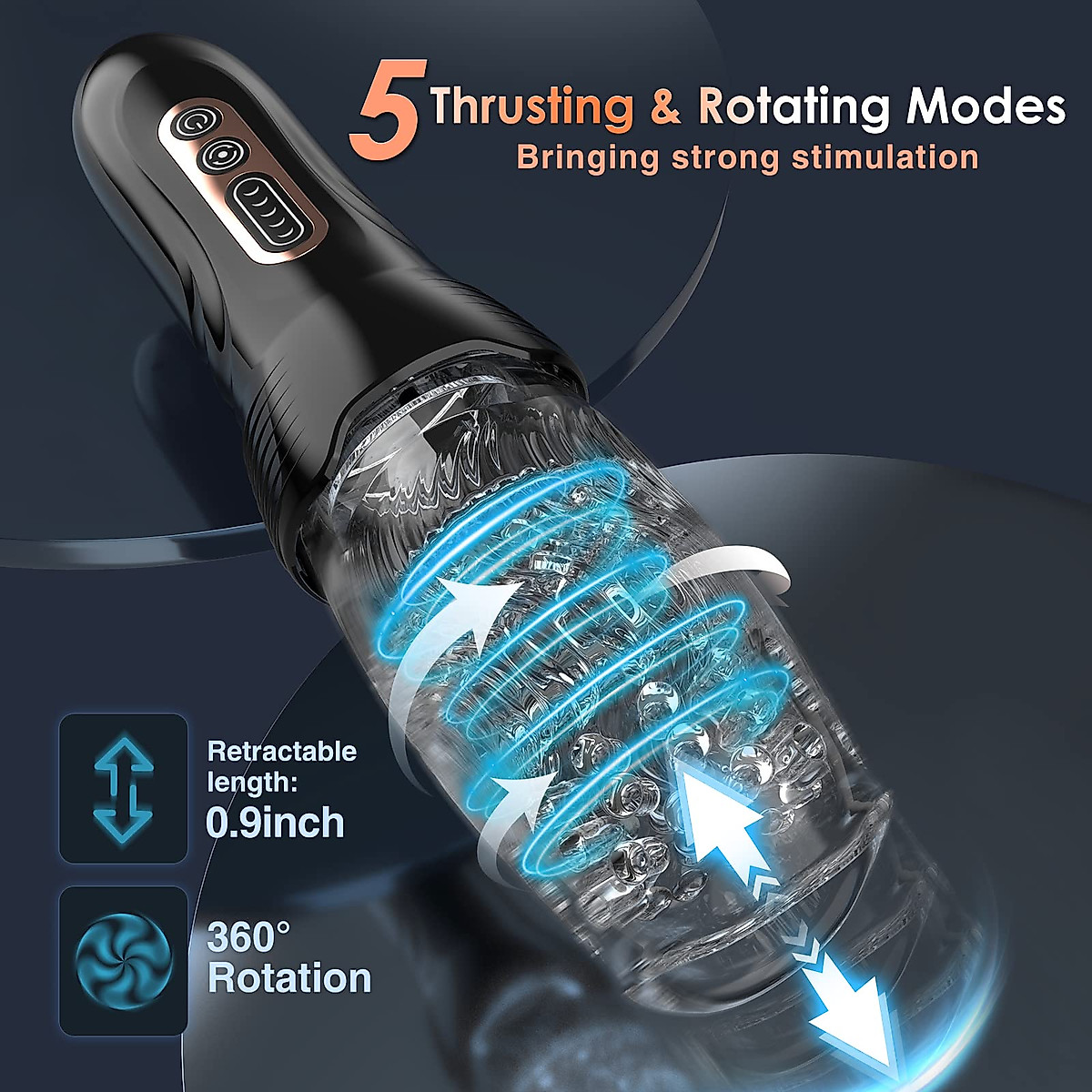 Automatic Male Masturbator Sex Toys, Uoffile Male Sex Toy with 5 Thrusting & Rotating & 10 Vibrating Modes, Adult Toys Men Masturbation Machine Electric Pocket Pussy Male Stroker Sex Toys for Men