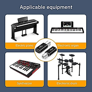 USB C to B Adapter,【3-Pack】 Tpenod Female USB C to MIDI Converter，Compatible with MIDI，Printers，Chromebook Pixel，Electric Piano,Synthesizers and Devices /laptops with Type-c Port., black