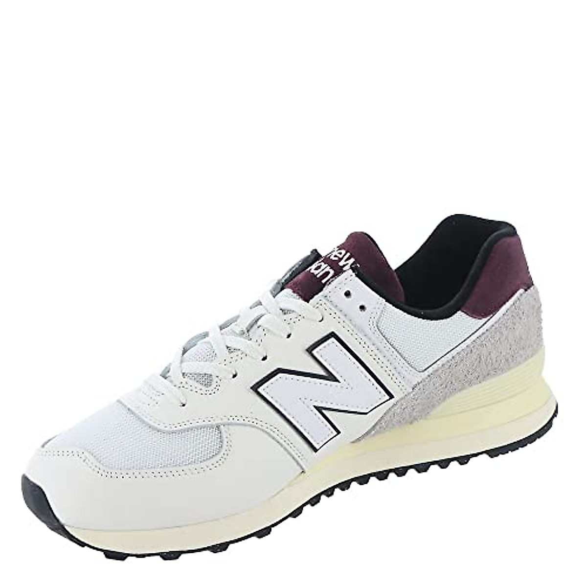 New Balance Unisex 574 V2 Lace-Up Sneaker, White/Burgundy, 9.5 US Men
