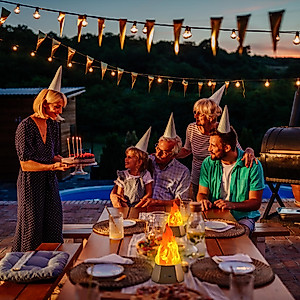 Ollcuz Fake Fire Lamp, USB Rechargeable Flameless Flickering Flame, 3-Mode LED Flame Light for Outdoor Camping Holiday Halloween Christmas Thanksgiving Table Yard Decorations