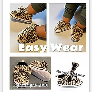 YTWM Baby Girls Shoes Leopard Walking Shoe for 0-18 Months, Easy Wear Non Slip Lightweight Baby Indoor Outdoor Sneakers