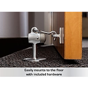 BRINKS Commercial - Floor Door Stop with Holder, Satin Chrome Finish - Non-Obtrusive Option to Protect Doors and Walls