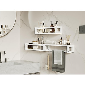 TidyCorner Upgraded Thick Floating Shelves - Multi-Use Wall-Mounted Bookshelves for Kids and Nursery, Ideal for Books, Toys, Spice Rack, Decor - White