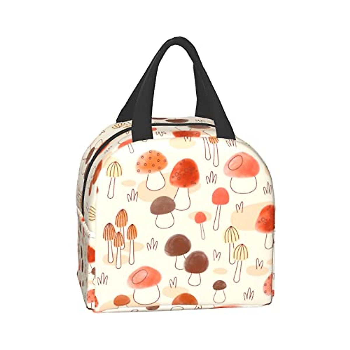 Senheol Cute Mushroom Print Lunch Box, Kawaii Small Insulation Lunch Bag, Reusable Food Bag Lunch Containers Bags for Women Men