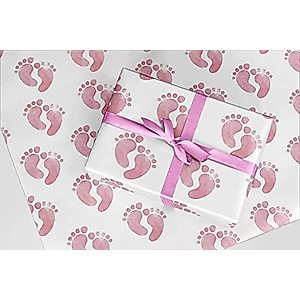 Pink Baby Feet Gift Wrapping Paper - 24"x10'