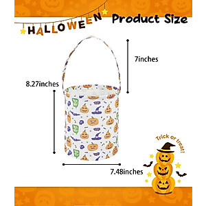 DDBASKET Halloween Bucket Halloween Trick or Treat Candy Bucket Pumpkin Pattern Halloween Party Tote Bags Gift Basket Goody Bucket for Kids Halloween Party Supplies(Spooky Pumpkin)