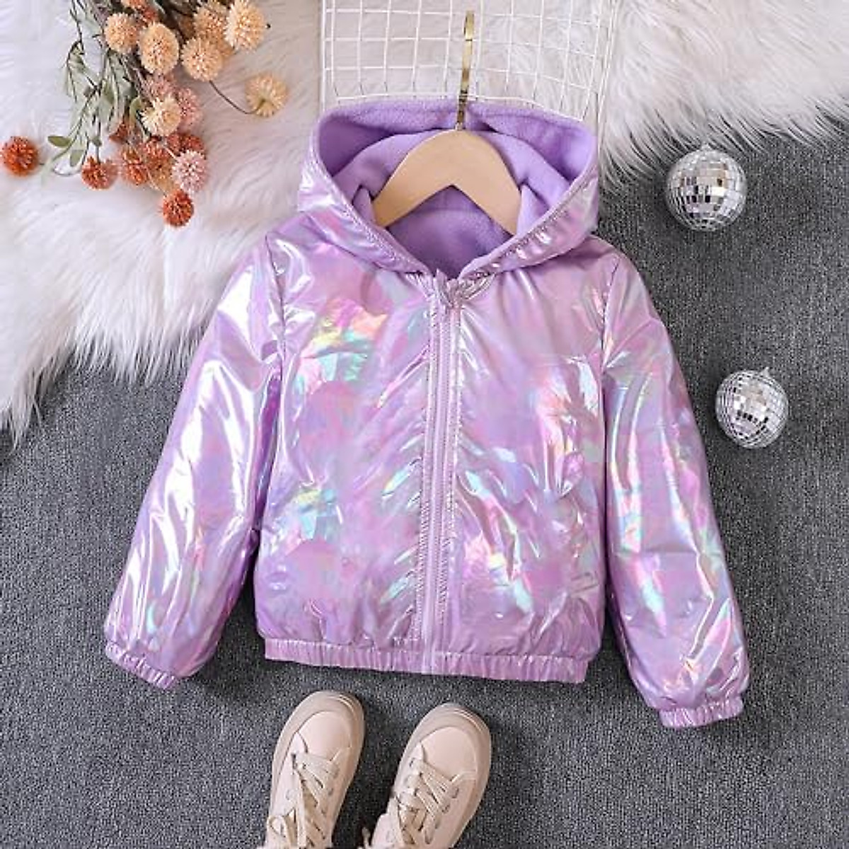 Girls Little Long Quilted Padded Light Puffer Coat Winter Coat with Soft Mini Fur Lining Newborn Winter Soft Warm Jacket