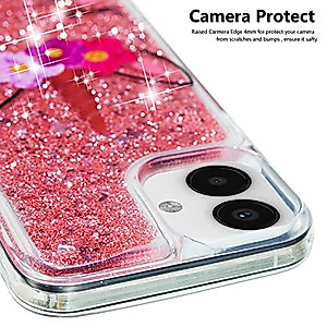MEIKONST Galaxy A04 case, Clear Soft TPU Stylish Design with Hearts Glitter Bling Quicksand Shiny Flowing Liquid Case Cover for Samsung Galaxy A04 Pink Unicorn XY