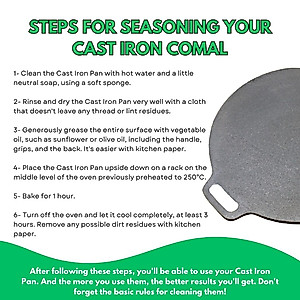 SISIGOO 12-in Cast Iron Pan with 10 Taco Holders, Comal Para Tortillas, Crepe Pan Nonstick, Iron Tawa Pan for Indian Dosa, Cast Iron Griddle, non-Stick Flat Pan, Cast Iron Pizza Pan