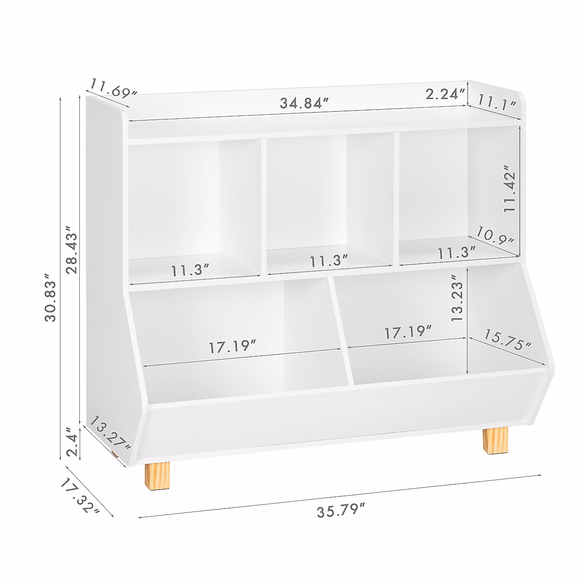 UTEX Toy Storage Organizer, Kids Bookshelf and Toy Storage with Legs, 5 Cube Storage Organizer, Children Bookcase for Kids Room, Living Room, Nursery,White