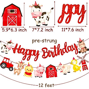 Farm Birthday Party Decorations Red Farm Happy Birthday Banners Farm Animal Party Decorations for Farm Barnyard Birthday Party Barn Theme Baby Shower Supplies
