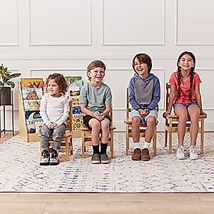 ECR4Kids 30in Round Hardwood Table and Chairs, 14in Seat Height, Kids Furniture, Natural, 3-Piece