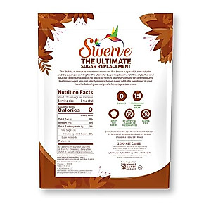 Swerve Ultimate Sugar Replacement Sweetener, Brown Sugar Substitute, Zero Calorie, Keto Friendly, Zero Sugar, Non-Glycemic, Gluten Free, 48 ounces