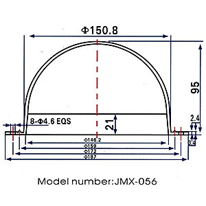 JMX 5.6 Inch Acrylic Indoor / Outdoor CCTV Clear Dome Camera Cover Security Dome Camera Housing