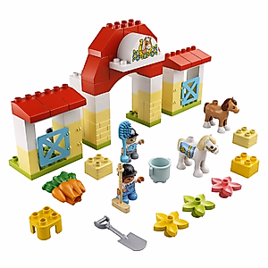 LEGO DUPLO Town Horse Stable and Pony Care 10951 Horse and Pony Stable Playset for Preschoolers; Great Gift for Kids Who Love Horses, Ponies and Pony Rides, New 2021 (65 Pieces)