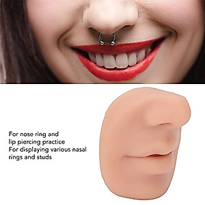 Silicone Nose Mode, Silicone Piercing Model, Nose Model for Piercing, with Mouth Flexible Soft Imitation Nose Model, Reusable Nose Displays, for Practice Training (Medium Skin Color)