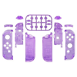 eXtremeRate DIY Replacement Shell Buttons for Nintendo Switch & Switch OLED, Clear Atomic Purple Custom Housing Case with Full Set Button for Joycon Handheld Controller - Console Shell NOT Included