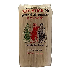 Three Ladies Brand Rice Stick Noodle - 14 Oz. (Pack of 3 Bags)