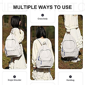 School Backpack for Teen Girls,Simple School Book Bag Waterproof High School Backpack for Boy Middle Student Bookbag College Backpack for Women Men Casual Daypack Travel Aesthetic Backpacks White