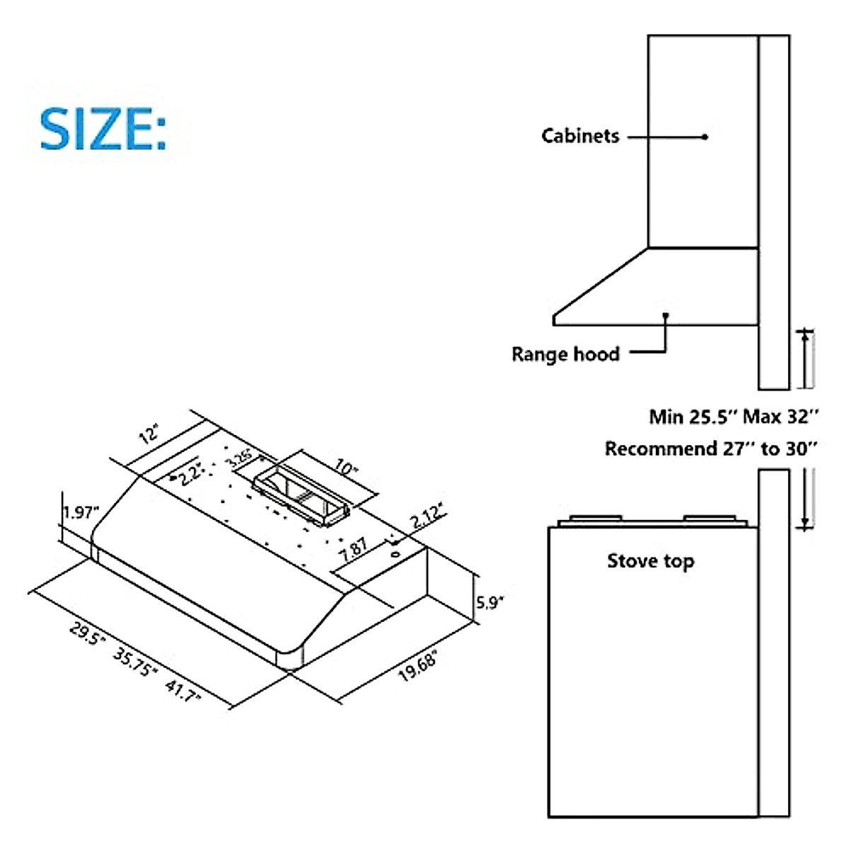 IKTCH 30 Inch Under Cabinet Range Hood with 900-CFM, 4 Speed Gesture Sensing&Touch Control Panel, Stainless Steel Kitchen Vent with 2 Pcs Baffle Filters(IKC01-30)