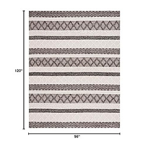 SAFAVIEH Natura Collection Area Rug - 8' x 10', Ivory & Grey, Handmade Moroccan Boho Farmhouse Rustic Tassel Wool, Ideal for High Traffic Areas in Living Room, Bedroom (NAT291F)