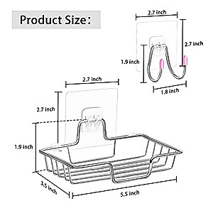 CGBE Soap Holder, Adhesive Soap Dish for Shower with 2 Packs Hooks, Wall Mounted Stainless Steel Bar Soap Holder Metal Soap Tray for Bathroom and Kitchen
