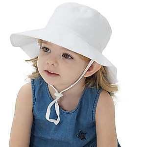 MaxNova Baby Sun Hat Toddler Summer UPF 50+ Baby Girl Bucket Hat Wide Brim Beach Hats for Baby Boys 6-12,12-24Months