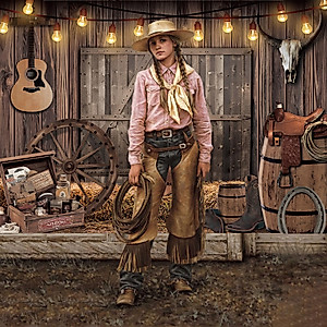 OurWarm 7x5FT Western Cowboy Backdrop Party Decorations Wild West Rodeo Decor Rustic House Barn Photography Props Background Theme Party Supplies for Kids Birthday Banner Photo Booth