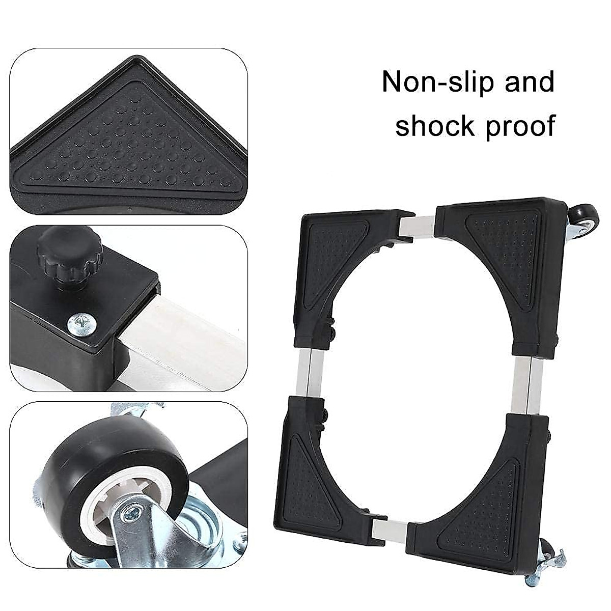 LinaLife Adjustable Washing Machine Base Fridge Undercarriage Stand Bracket 23" Multi-functional Movable Furniture Dolly Roller Mobile Base 4 Swivel Wheels for Drier, refrigerator stand