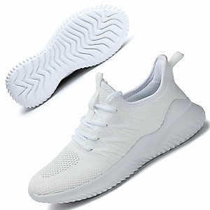 Women's Running Shoes Kids Slip on Tennis Walking Sneakers Lightweight Breathable Comfort Work Footwear Gym Trainers White