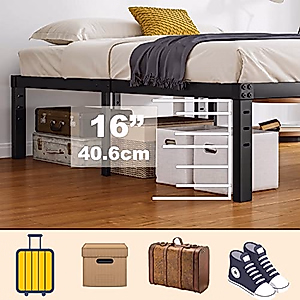 Uliesc Cal King Size Bed Frame, 18 Inch High Heavy Duty Metal Platform Bedframe, No Box Spring Needed with Underbed Storage Mattress Foundation, Noise-Free