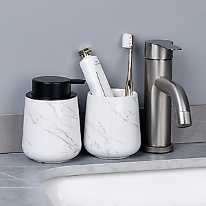 Bosilunlife Ceramic Foaming Soap Dispenser - 12 oz Marble Foam Hand Soap Dispenser Bathroom Countertop Soap Dispensers Kitchen Dish Soap Pump Dispenser Liquid Soap Dispenser for Bathroom