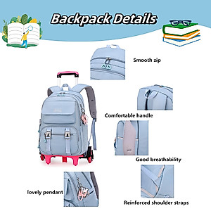 ZHANAO Rolling Backpack Luggage BookBag with Wheels Trolley Bag Wheeled Travel Backpack for Girls & Boys Trolley Bag