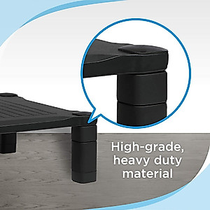 Halter Ergonomic Design Desk Monitor Stand with Adjustable Feet, Black, 1 Pack