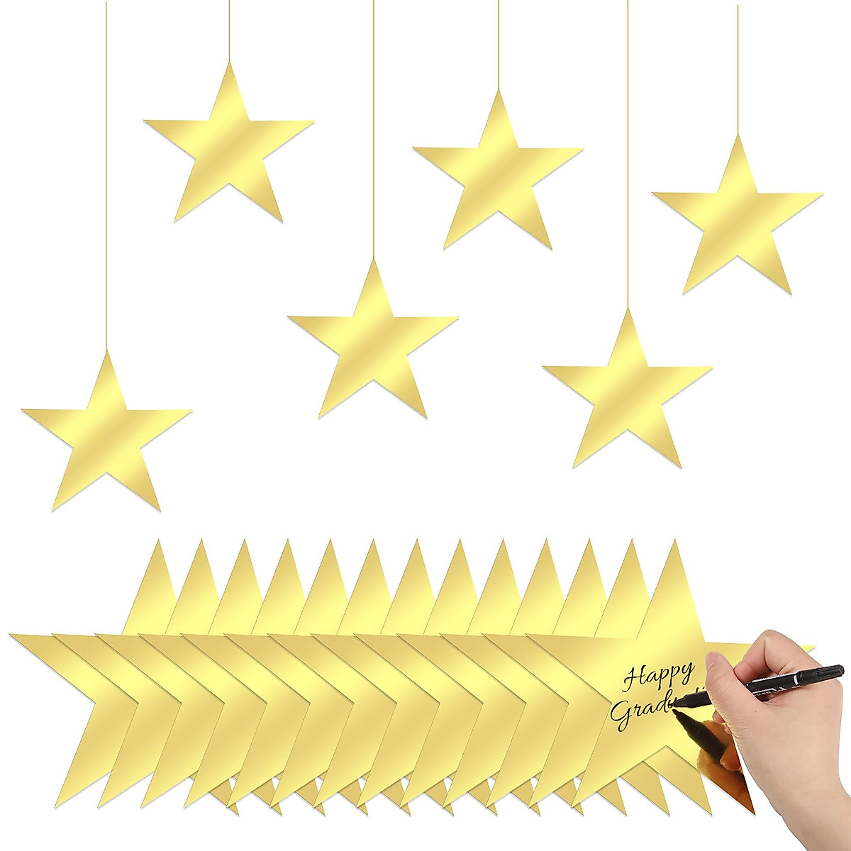100 Pcs 6 Inch Gold Star Cutouts Double Printed Paper Stars Gold Star Decoration Movie Night Supplies Hollywood Theme Party Red Carpet Party Supplies for Classroom Wall Party