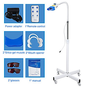 Fencia Teeth Whitening Light, Mobile Dental Teeth LED Whitening Lamp Professional, Oral Care Teeth Whitening Machine LED Cold Bleaching Accelerator Tooth Whitener Blue/Red Light System