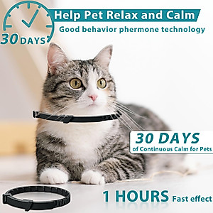 Calming Collar for Cats, 4 Pack Calming Cat Collars, Pheromone Collar for Cats, Cat Anti Anxiety Relief for 30 Days, Natural Scent Adjustable Appeasing Calm Kittens Kitty Collar for All Cats (Black)