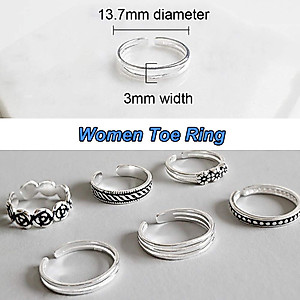 925 Sterling Silver Open Cuff Toe Ring for Women Adjustable Pinky Ring Band Size 2-4…