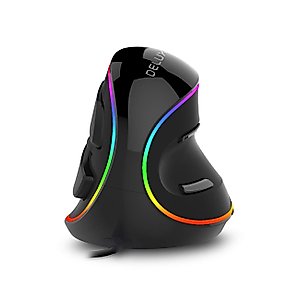 DeLUX Ergonomic Mouse, Wired Large RGB Vertical Mouse with 6 Buttons, 4000DPI, Removable Wrist Rest for Carpal Tunnel (M618Plus RGB-Wired)