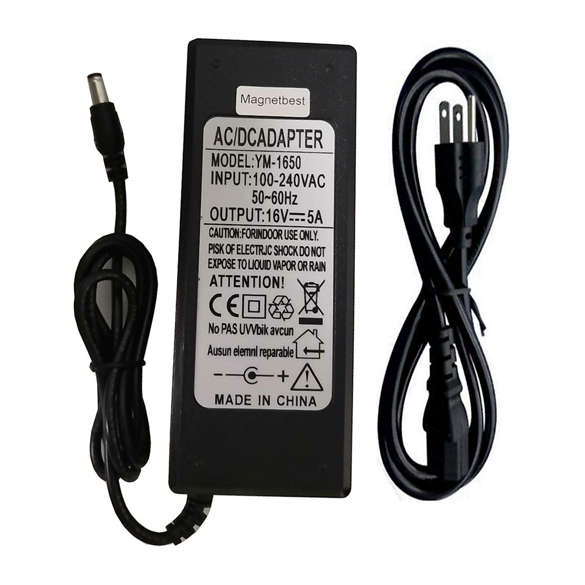 16V5A Switching Power Supply Charger 16V 5A 80W AC DC Adaptor for LED Light CCTV for Speaker Sound DC 5.52.5/5.52.1 mm with AC Cable